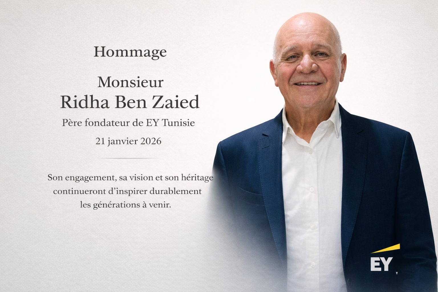 Décès de Ridha Ben Zaied, père fondateur de EY Tunisie - Entreprises ...